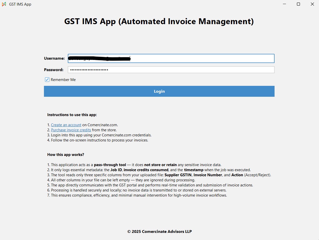 GST IMS Tool - Bulk Update GST Invoices - Comercinate Advisors LLP